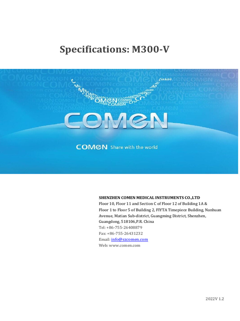 Comen M300 V Specifications | PDF | Dose (Biochemistry) | Chemistry