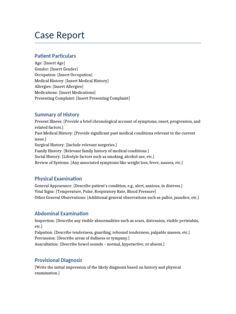 Medical Case Report Template | PDF