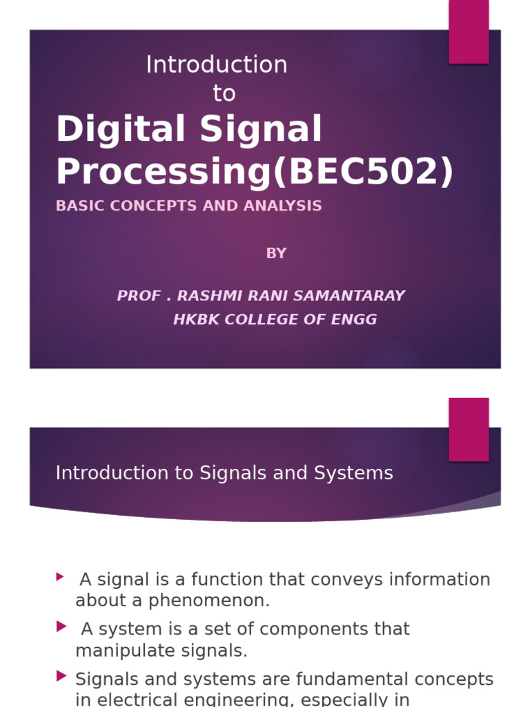 Signals and Systems Basic PPT Rashmi Updated | PDF