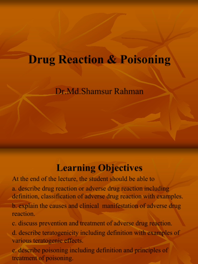 Drug Reaction Poisoning | PDF | Allergy | Drugs