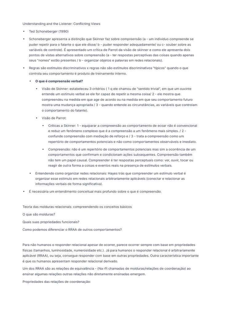 Aula Ao Verbal Do Ouvinte Como Base para o Comportamento Governado Por ...