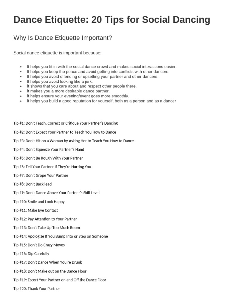 Dance Etiquette | PDF