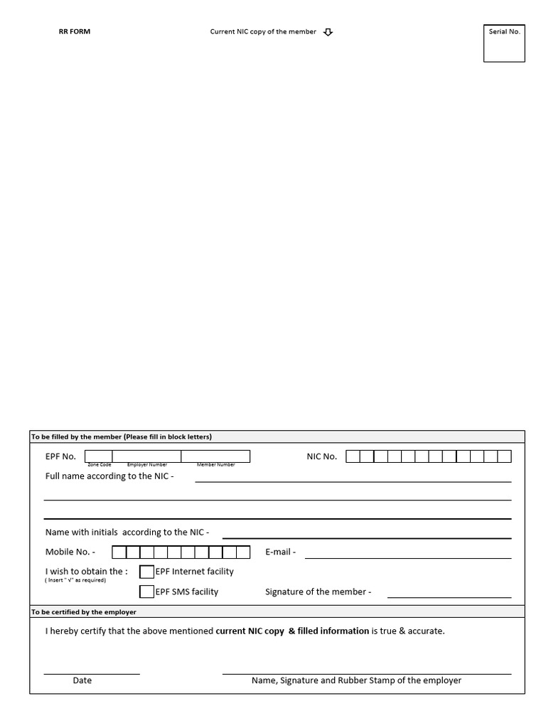 RR Form for EPF Membership Verification | PDF