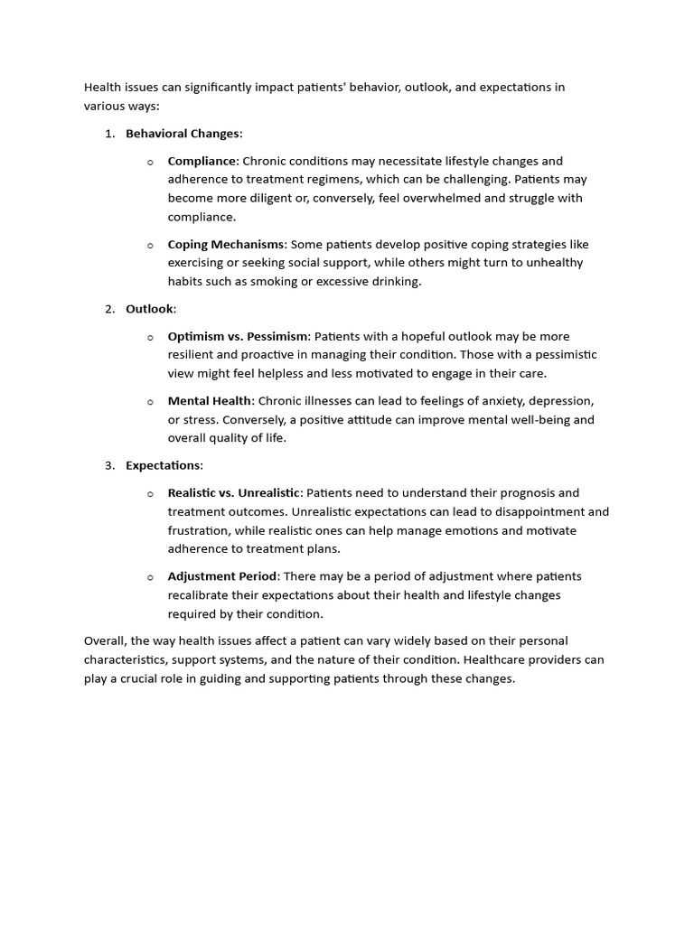 Health Issues Can Significantly Impact Patients | PDF