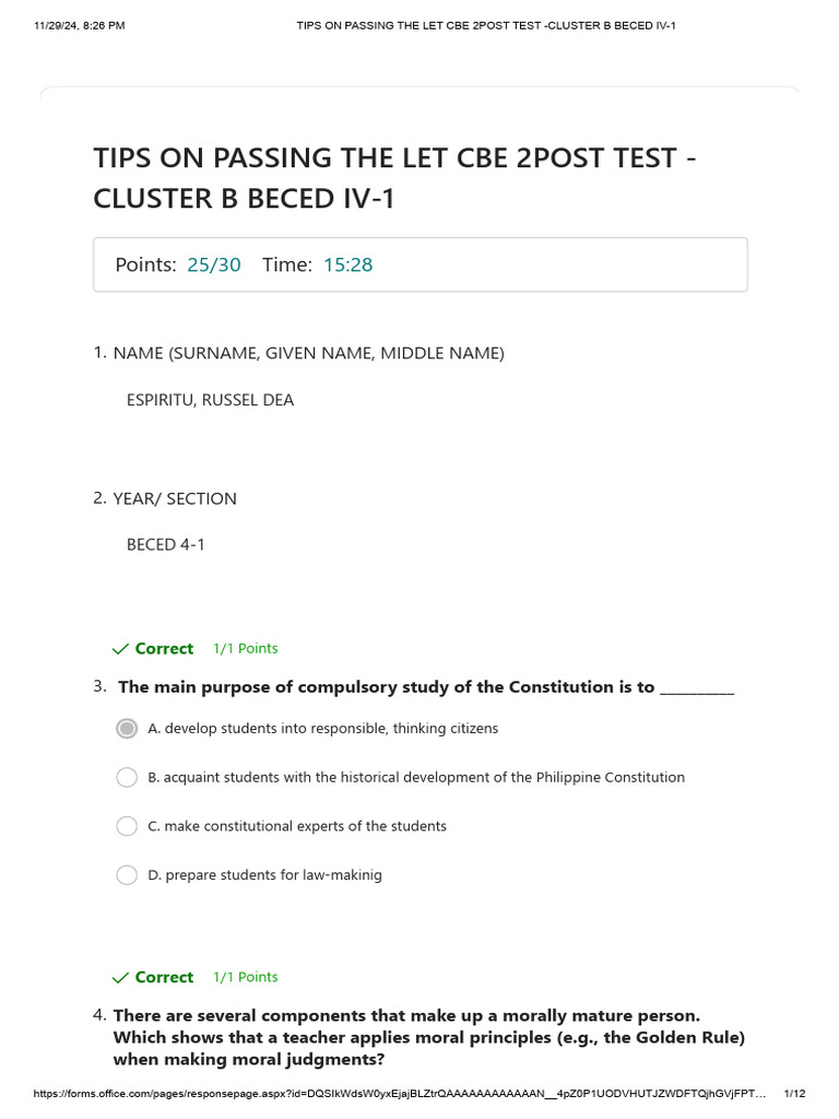 Tips On Passing The Let Cbe 2post Test - Cluster B Beced Iv-1 - Answer ...