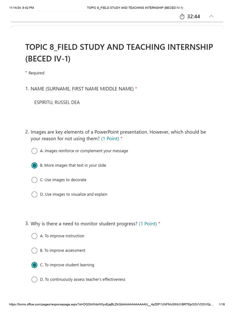 Topic 8 - Field Study and Teaching Internship (Beced Iv-1) | PDF | Teachers | Learning