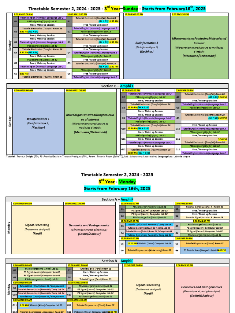 2024-2025 3rd Year Timetable | PDF | International Economic ...