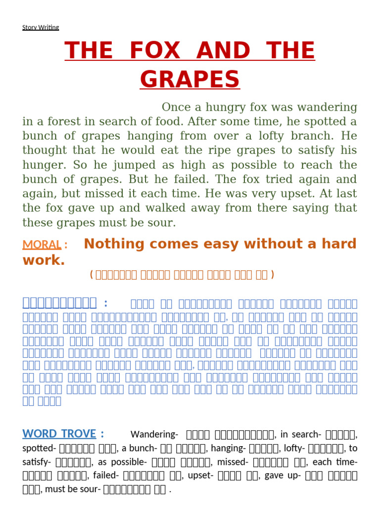 Grapes Are Sour - Story | PDF