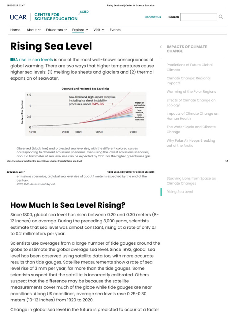 Rising Sea Level - Center For Science Education | PDF | Sea Level Rise ...