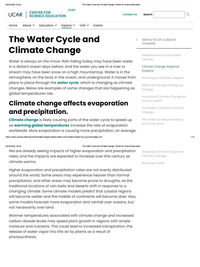 Water Cycle Changes Due to Climate Change | PDF | Climate Change | Sea ...