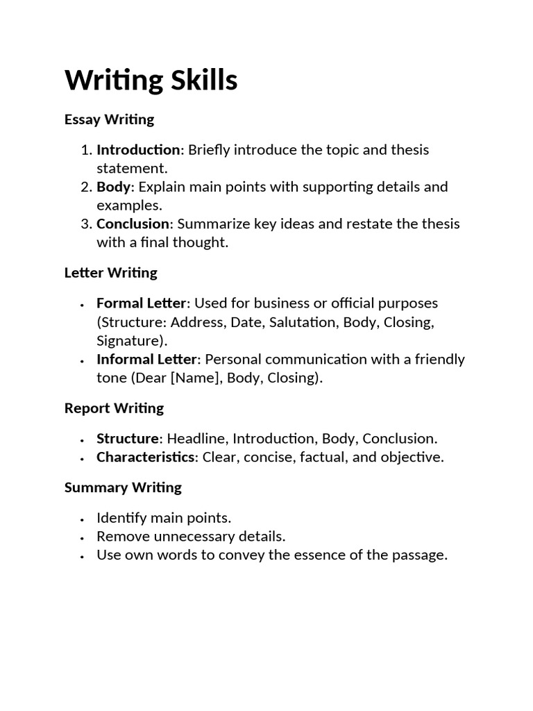 Writing Skills | PDF