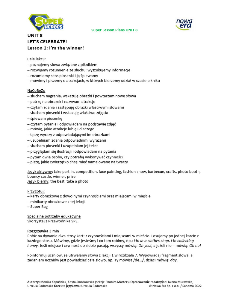 super-heroes-3-unit-8-super-lesson-plans | PDF