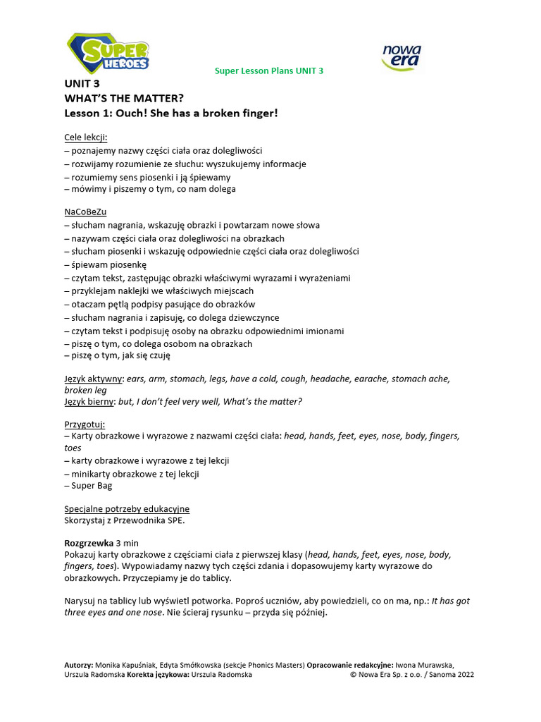 Super Heroes 3 Unit 3 Super Lesson Plans | PDF