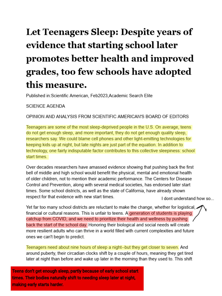 2 Let Teenagers Sleep - Despite Years of Evidence That Starting School ...