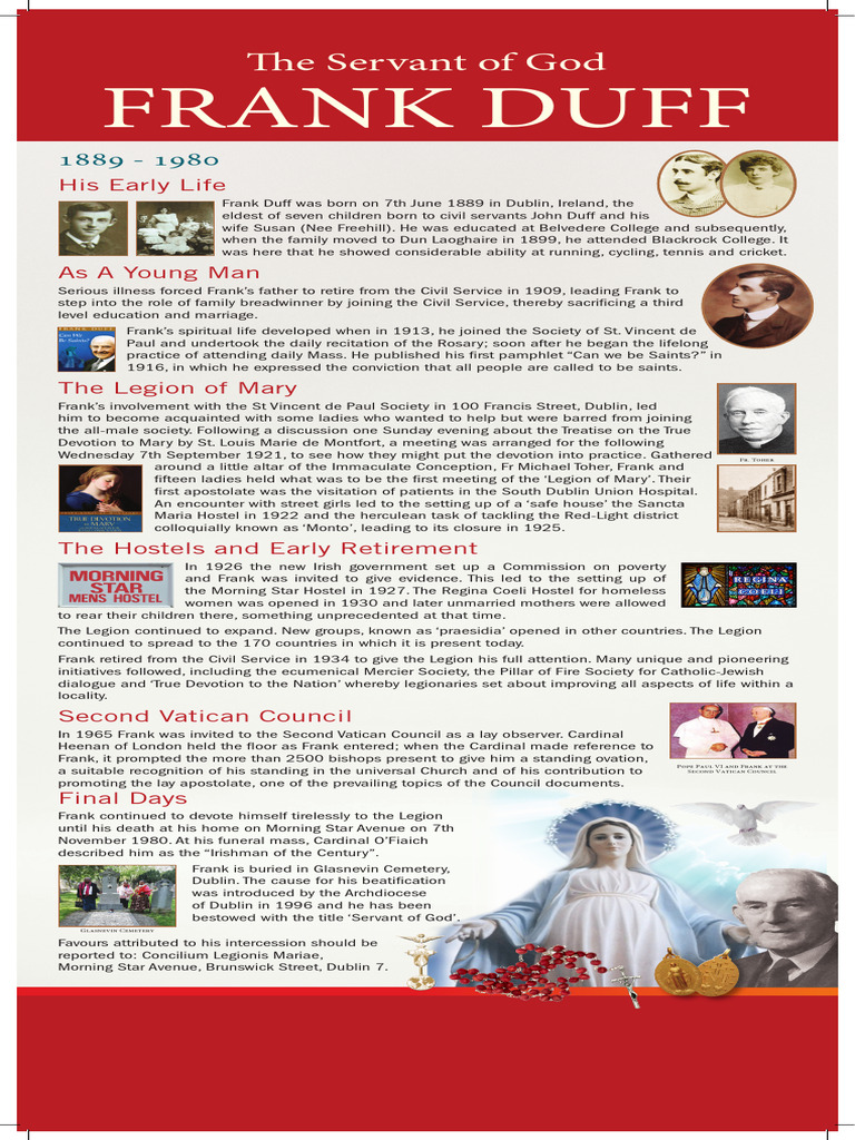 Cartel Sobre Frank Duff | PDF | Catholic Church | Catholic Theology And Doctrine