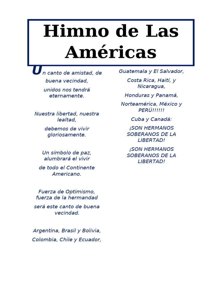 Himno de Las Américas | PDF