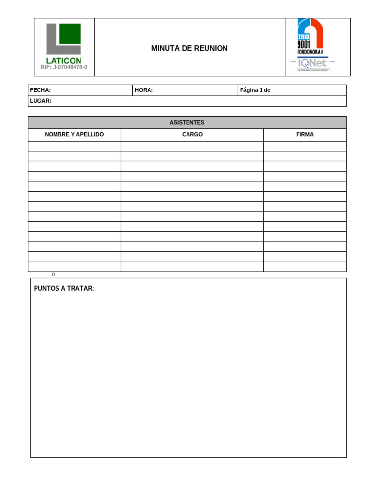 Minuta de Reunion | PDF