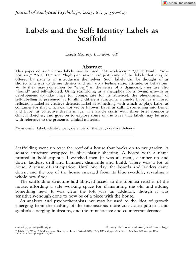 J Analytical Psychology - 2023 - Money - Labels and The Self Identity ...