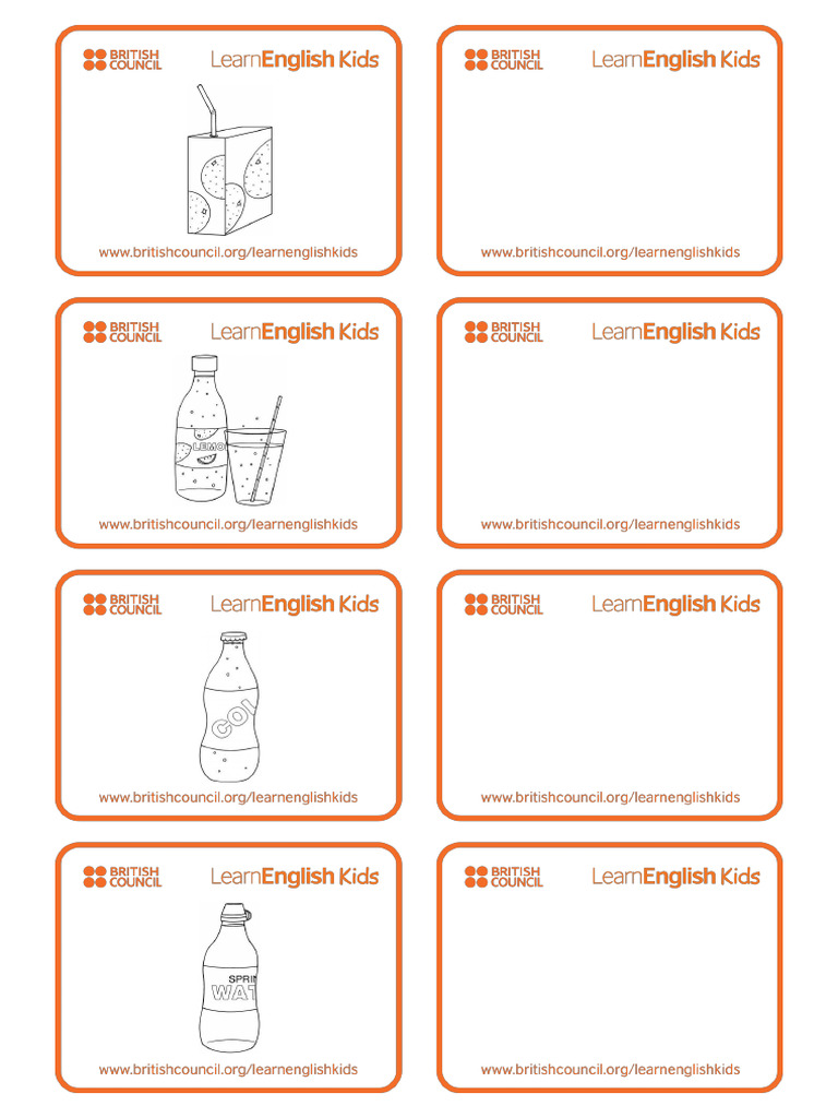Flashcards-Drinks-To Colour and Write | PDF