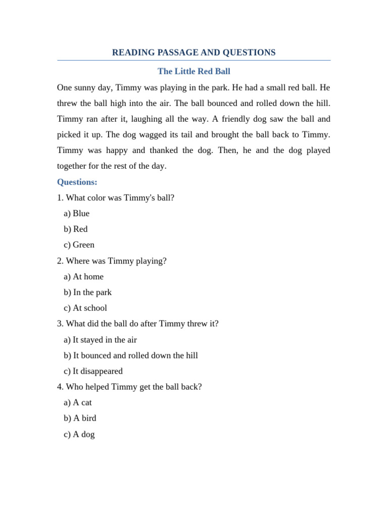 Reading Passage and Questions | PDF