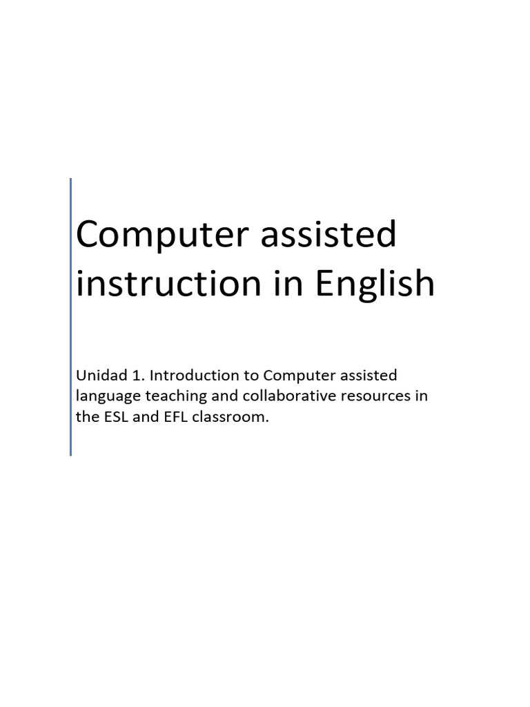 Computer Assisted Instruction - Unidad 1 | PDF | English As A Second Or ...
