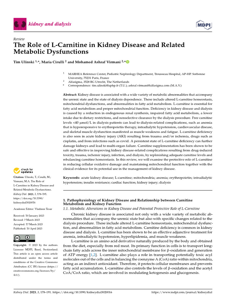 4_L Carnitina en IRC | PDF | Nephrology | Kidney