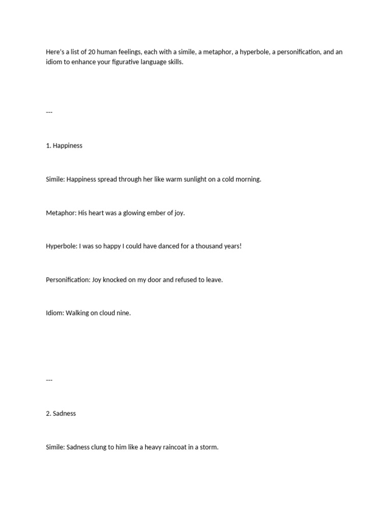 O Level Figurative Language List | PDF