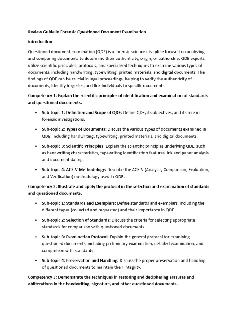 Review Guide in Forensic Questioned Document Examination | PDF