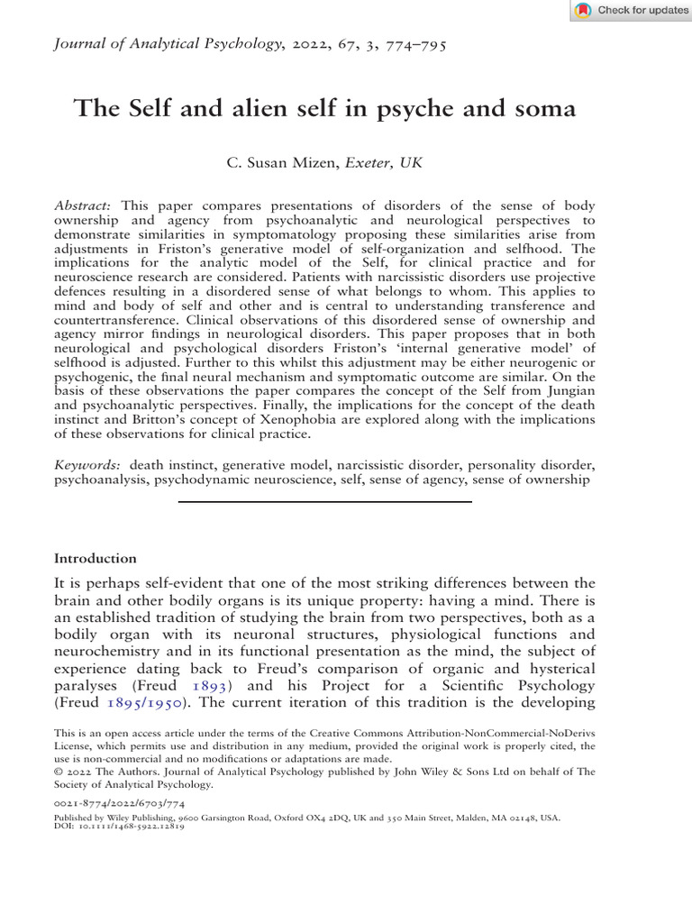 J Analytical Psychology - 2022 - Mizen - The Self and Alien Self in ...