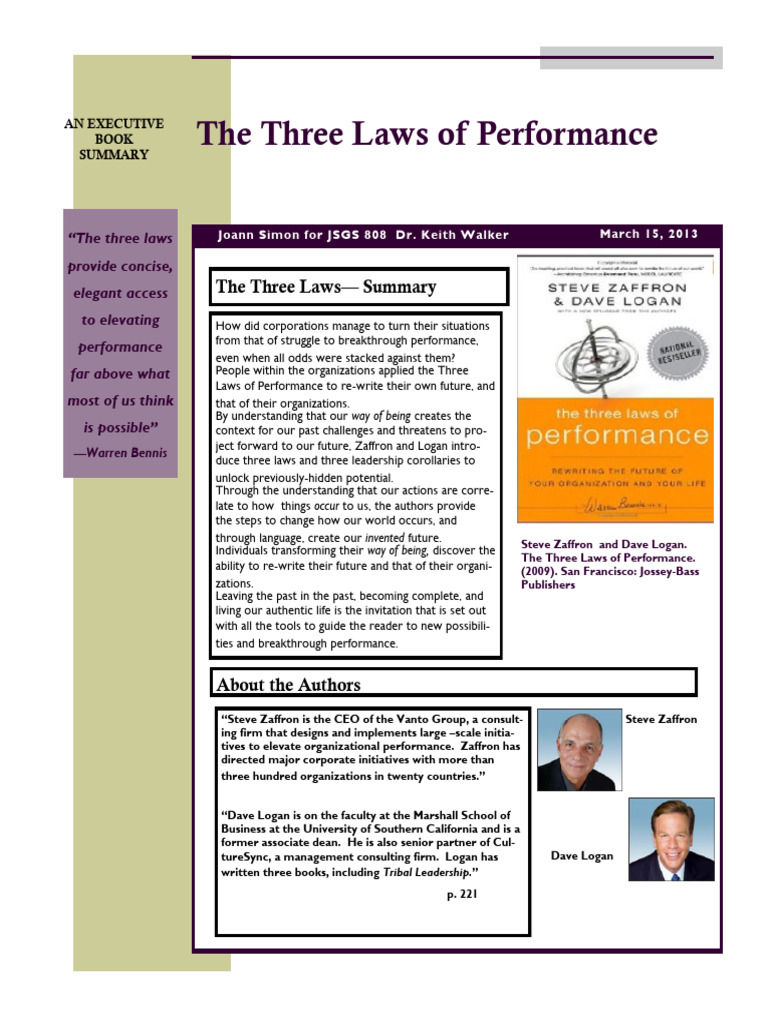 Three+Laws+of+Performance Zaffron+&+logan Ebs | PDF | Integrity ...