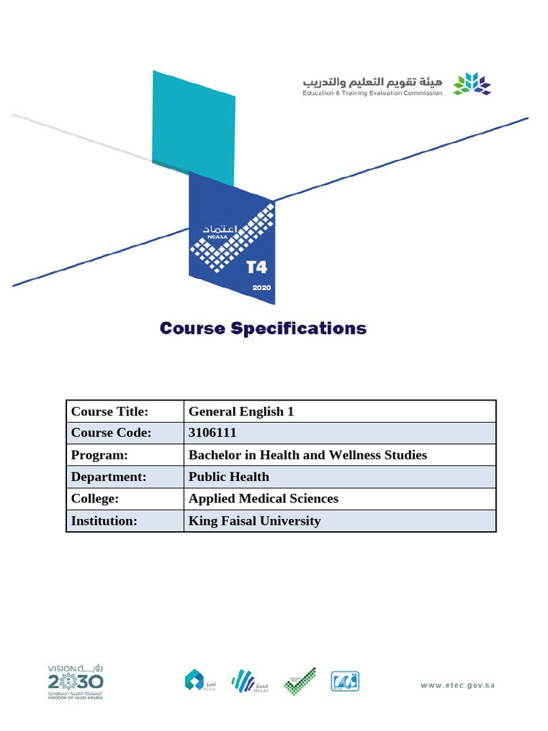 General English 1 | PDF | Educational Assessment | Course Evaluation