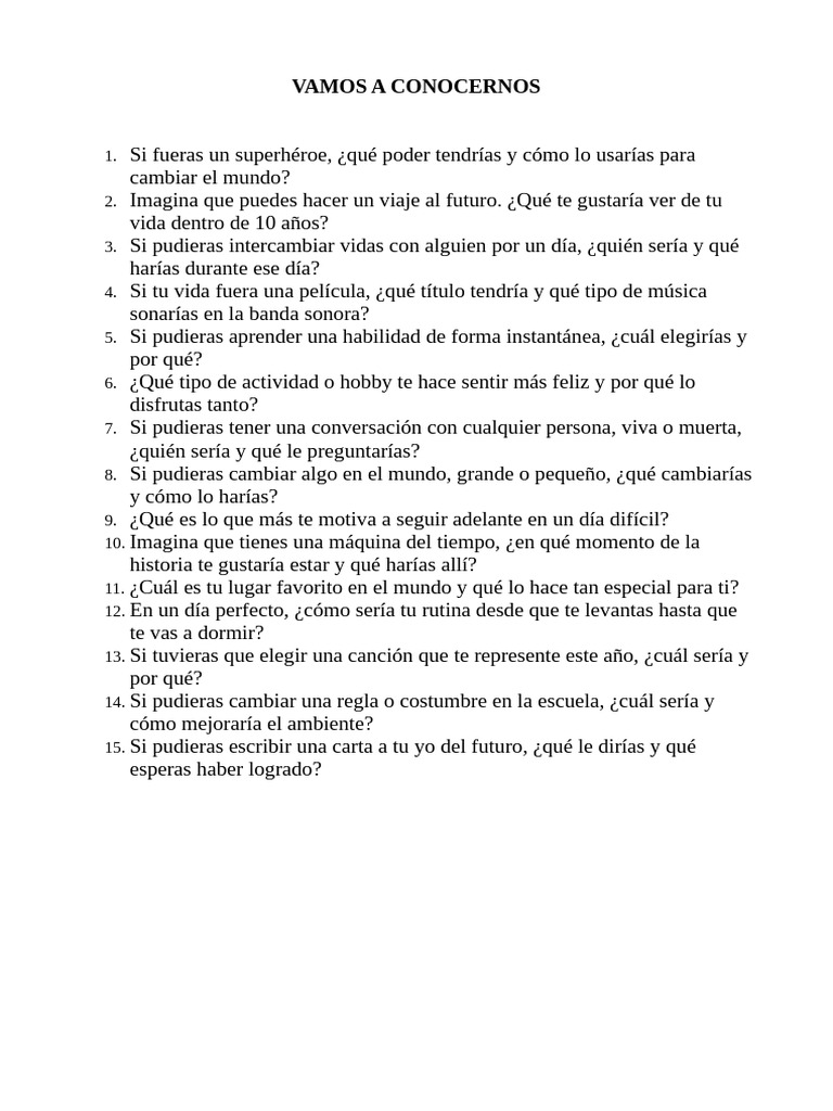 Preguntas para conocernos mejor | PDF