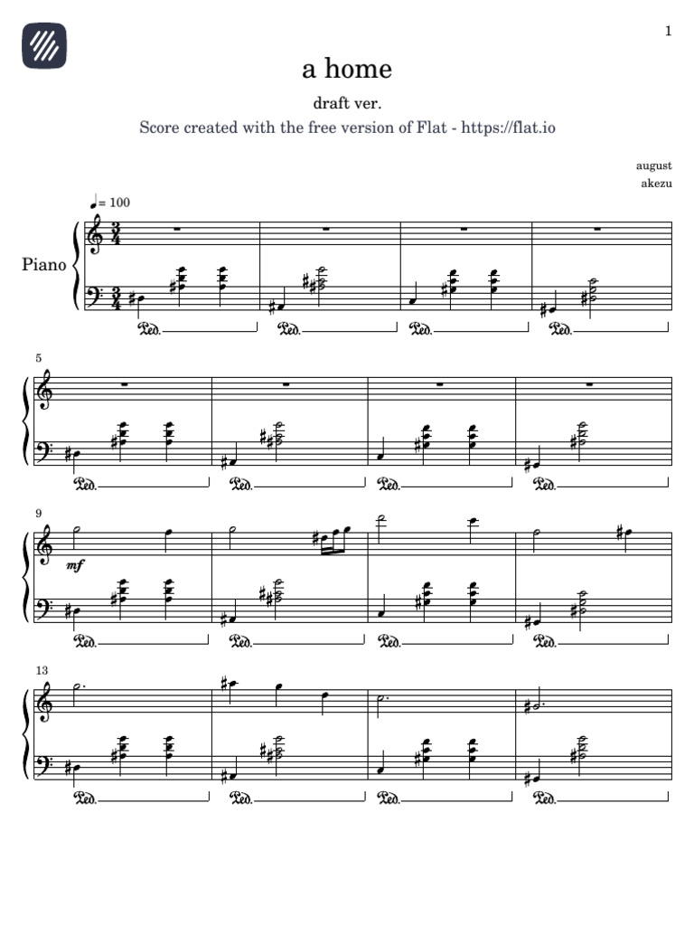 Home Piano Score by Akezu | PDF