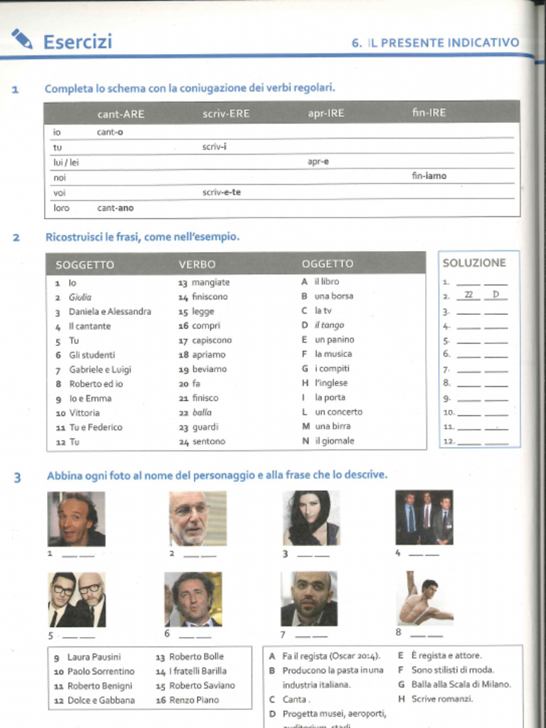 Grammatica Della Lingua Italiana Per Stranieri A1-A2-42-46 | PDF