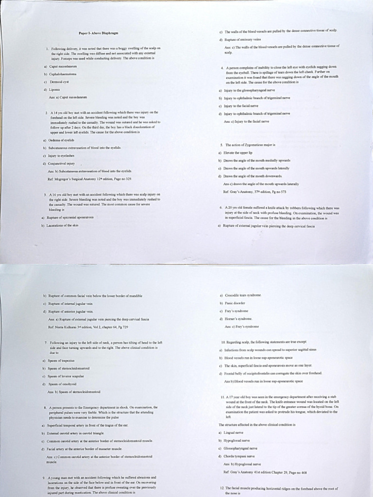 Anat Paper 1 MCQ | PDF