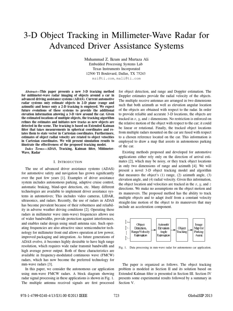 3-D Object Tracking in Millimeter-Wave Radar For Advanced Driver ...