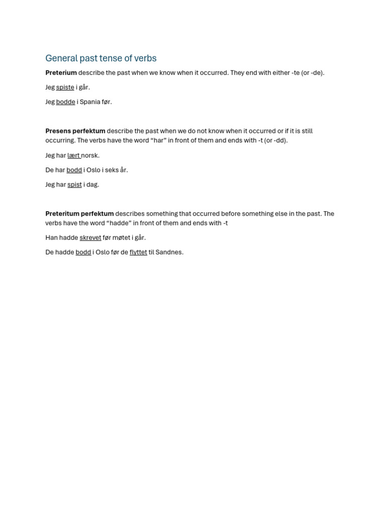 Past Tense Verb | PDF