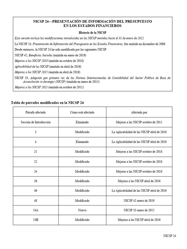 Nicsp24 2022 | PDF | Presupuesto | Estado financiero