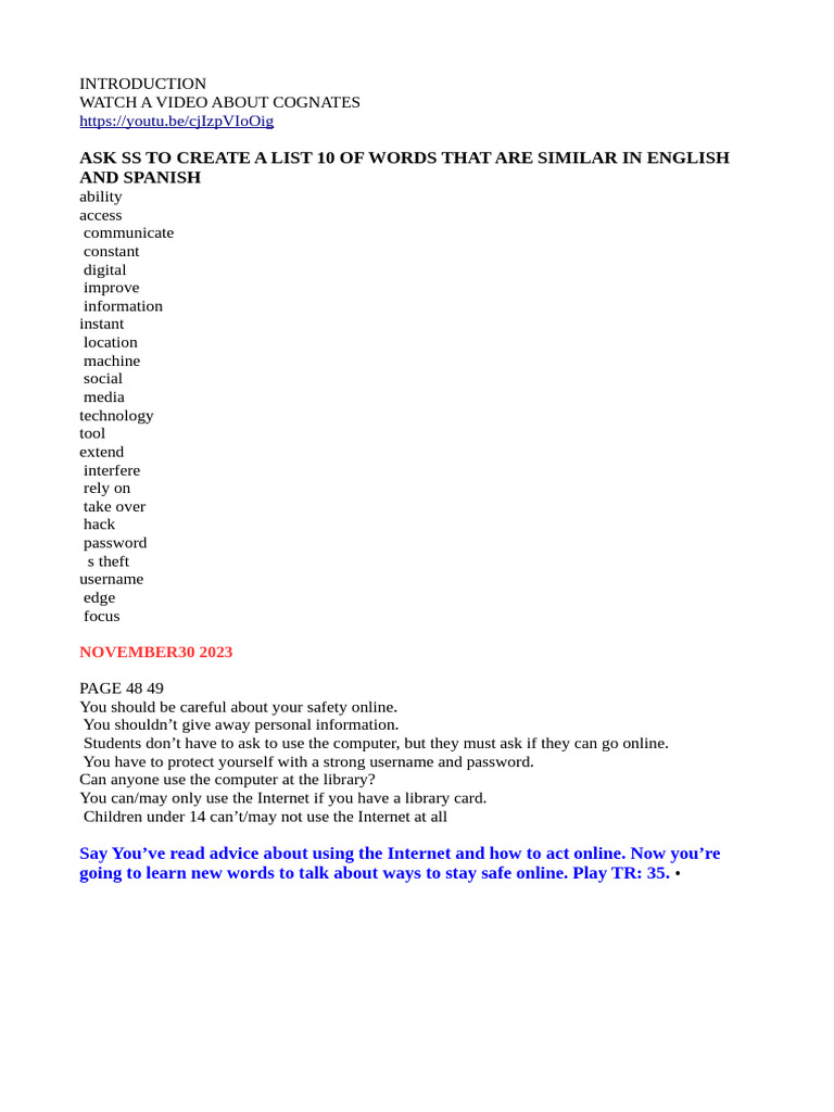 Advanced Class 8th Grade Lesson Plan Unit 3 | PDF