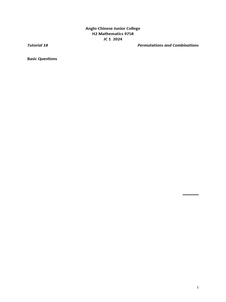 H2 Math Permutations & Combinations Guide | PDF