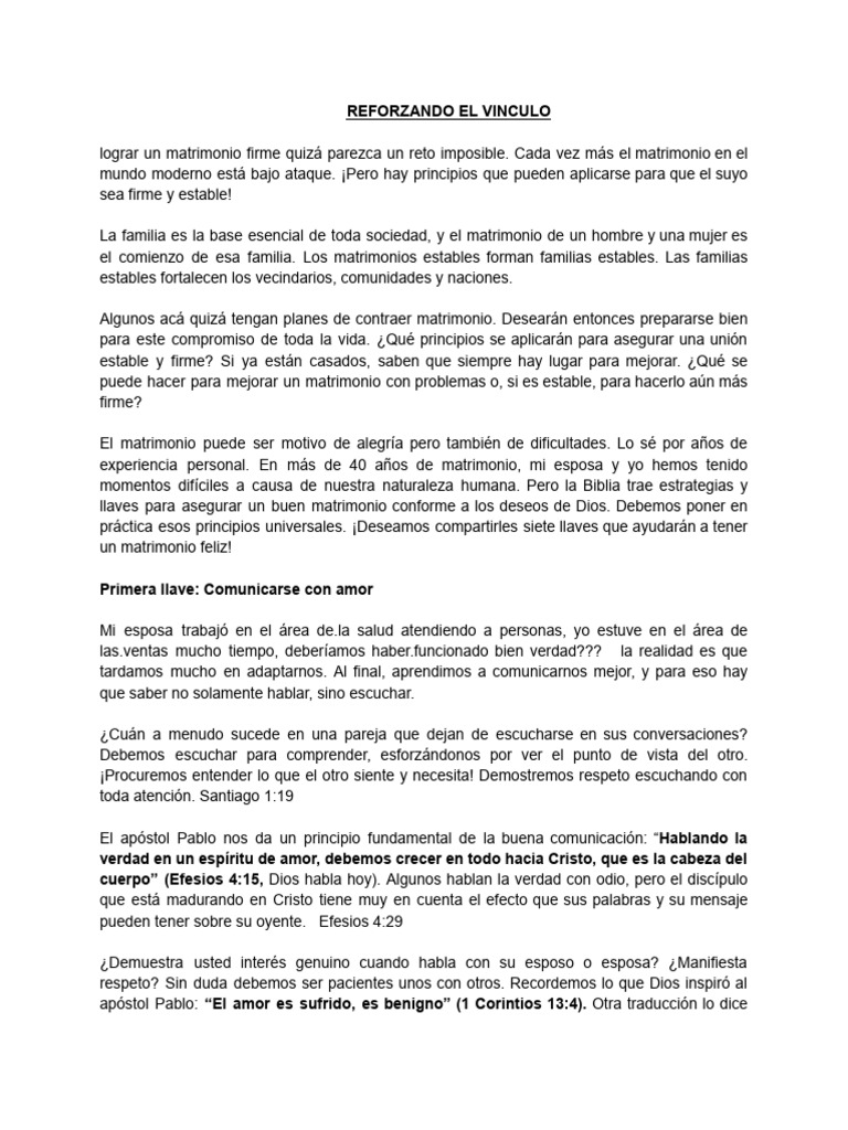Reforzando El Vinculo | PDF | Matrimonio | Amor