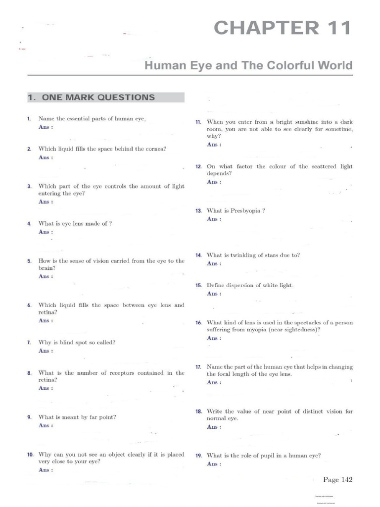 Human Eye Pyq Online... | PDF
