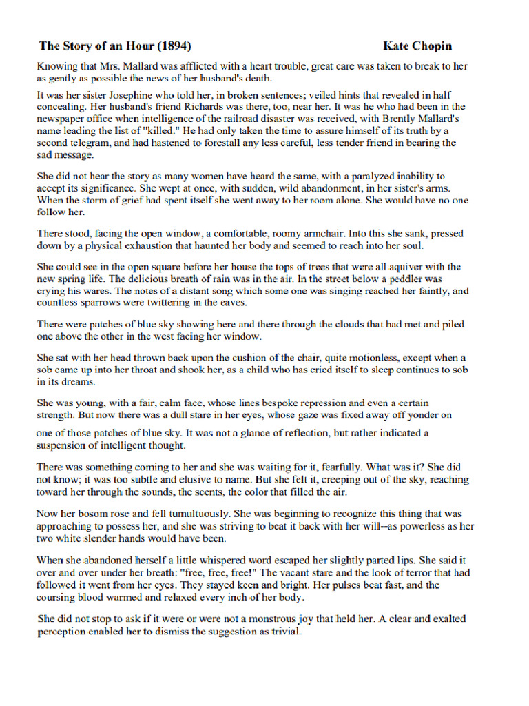 The Story of An Hour | PDF