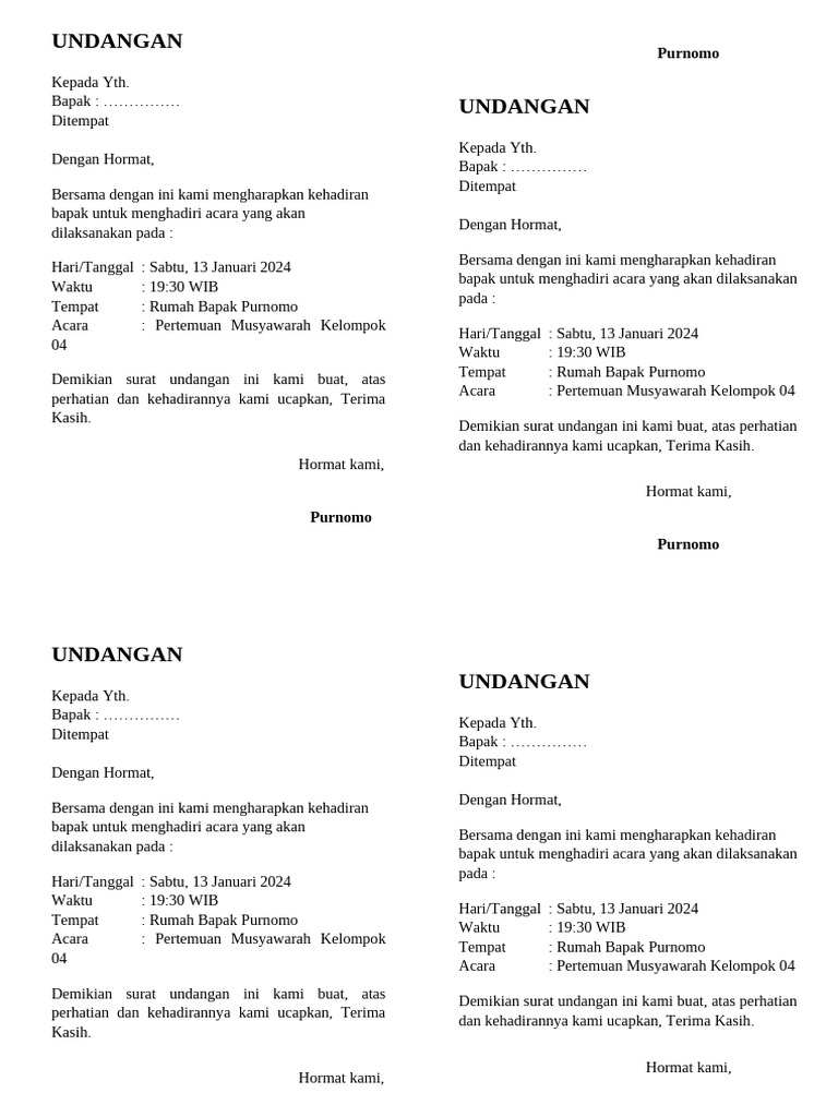 Undangan Rapat Pemuda | PDF