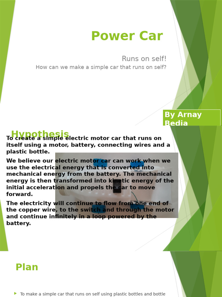 DIY Self-Running Electric Car Guide | PDF | Car | Electric Motor