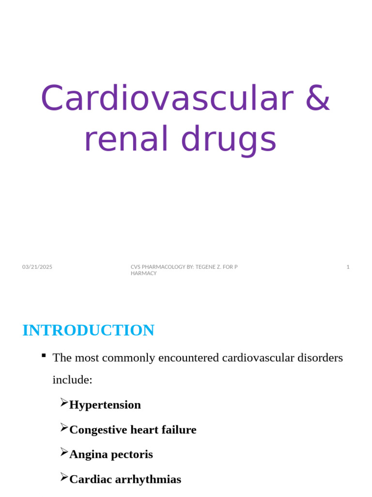 Cardiovascular & Renal Drugs | PDF | Hypertension | Blood Pressure