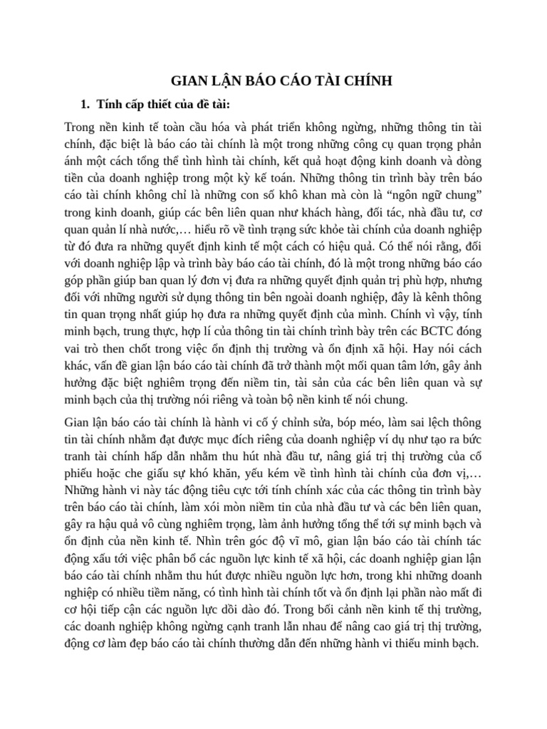 GIan lận BCTC | PDF