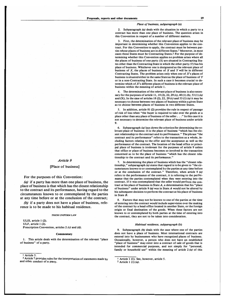 Commentary on CISG Article 9 | PDF | Common Law | Private Law