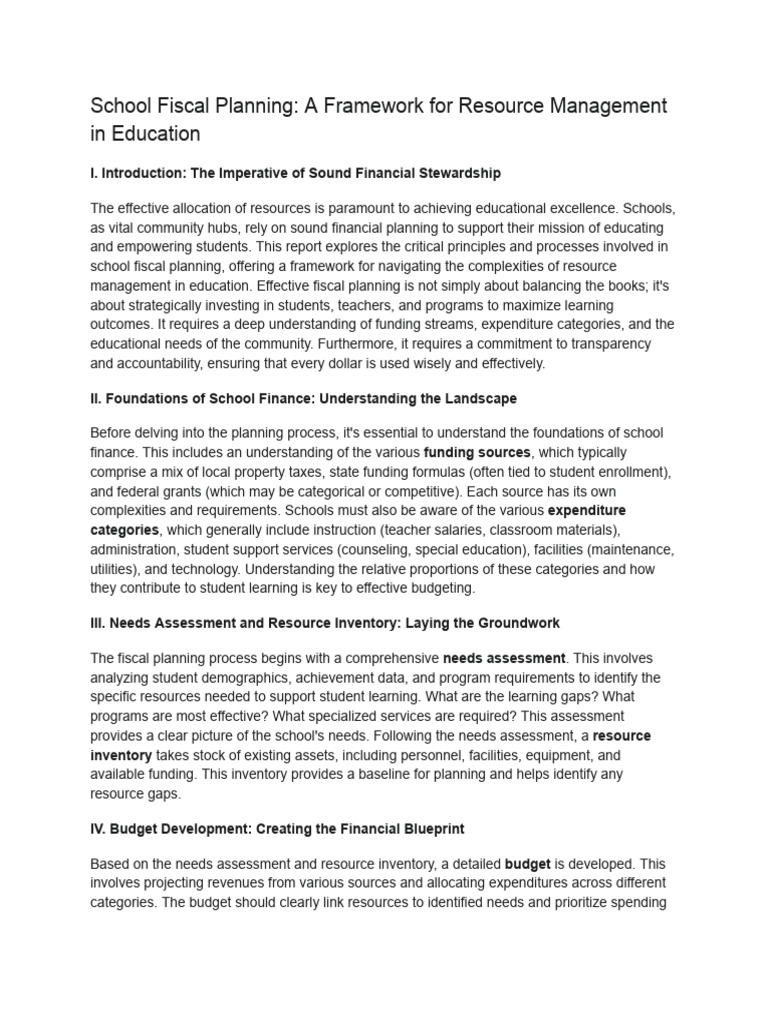 School Fiscal Planning | PDF | Budget | Expense
