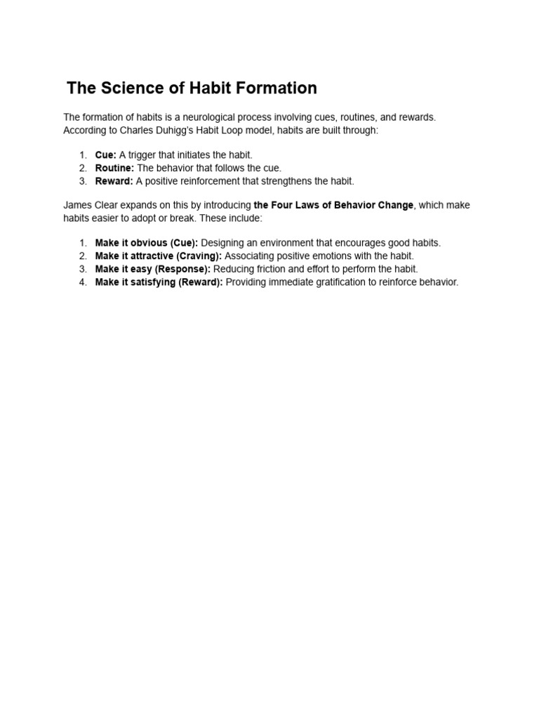The Science of Habit Formation | PDF